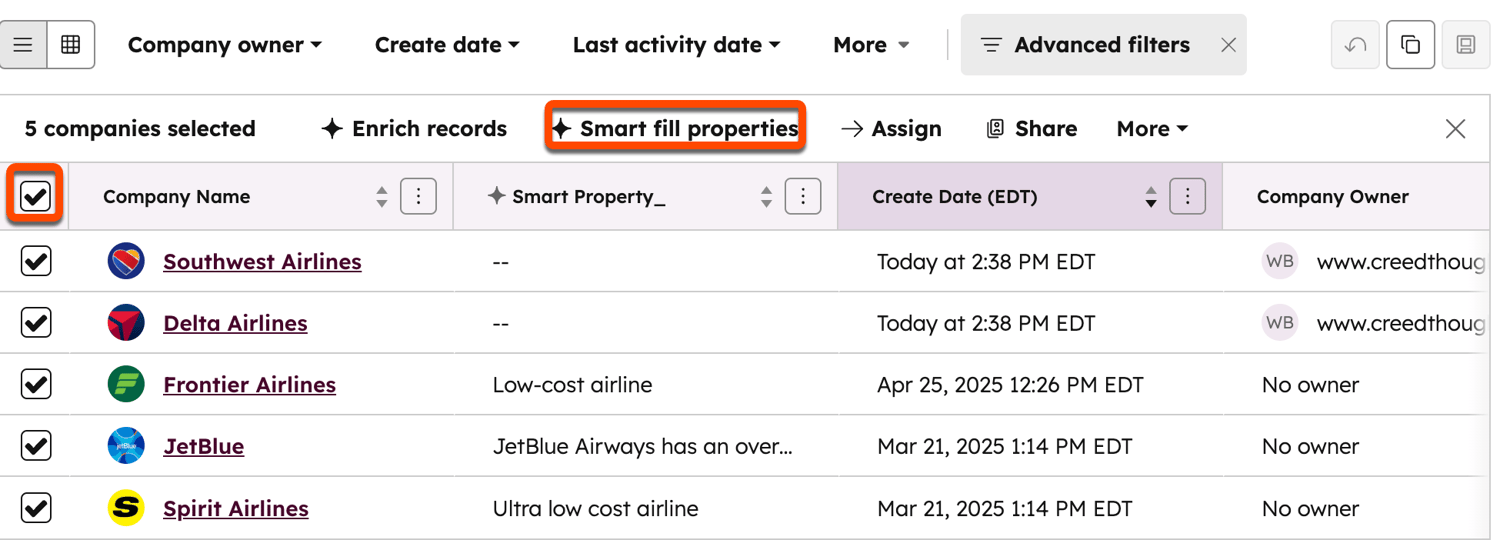 Create and use smart properties